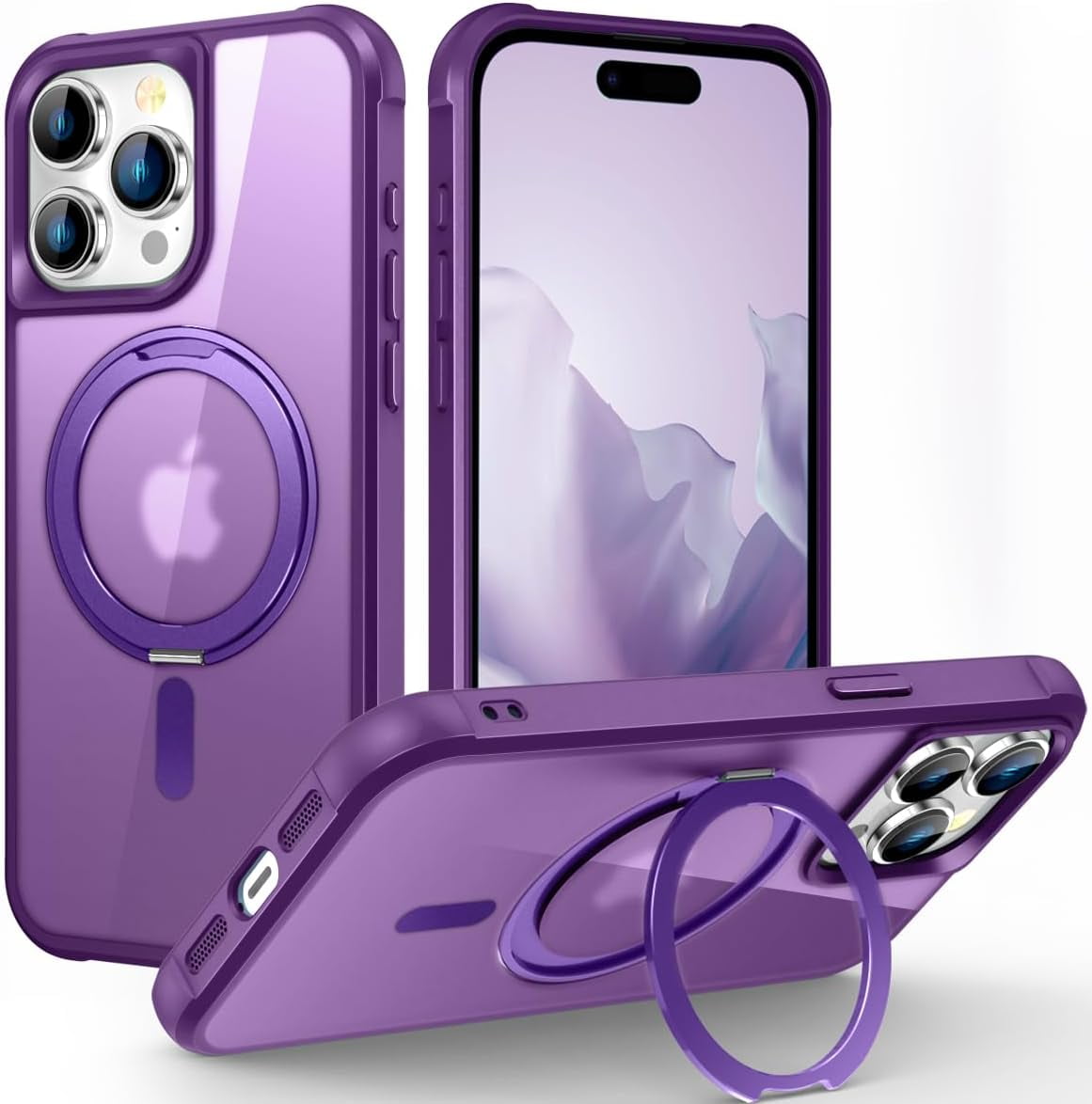 360° Magnetic Swivel Ring for iPhone 15 pro case, Built-in Metal Stand ...