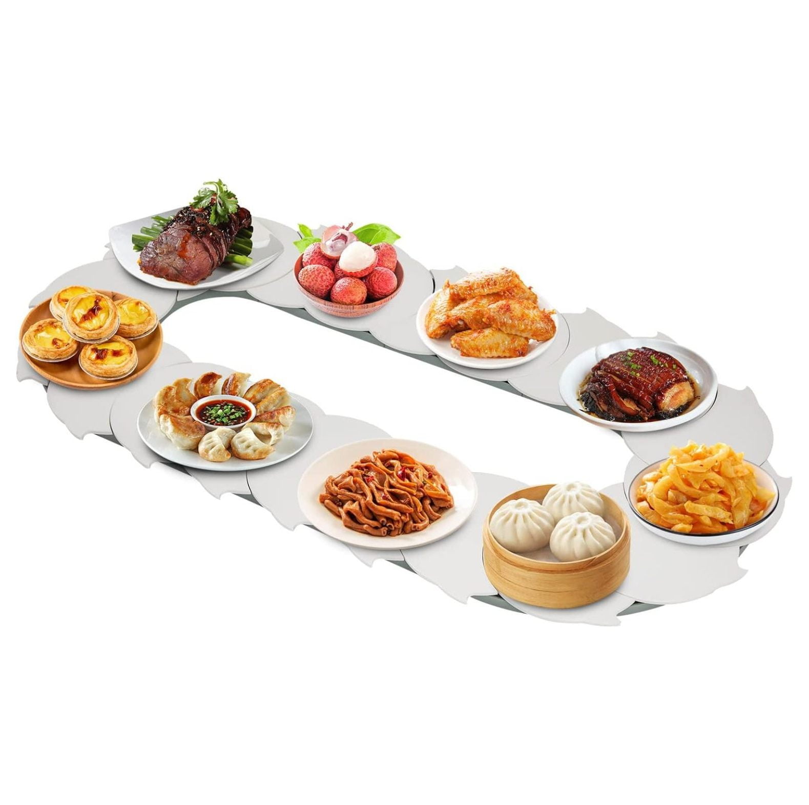 360° Manual Swivel Adjustable Dining Table, Food Serving Train Dining ...