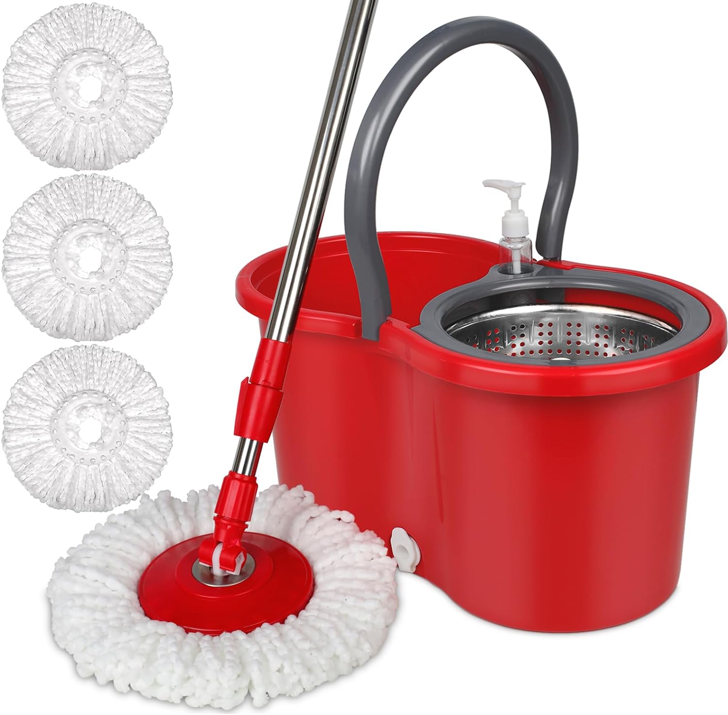 360 Mop and Bucket Set, Spin Mop Bucket with Wringer, Microfiber 3 Mop ...
