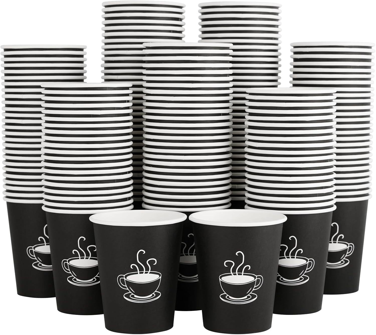360 Pack 8 oz Paper Coffee Cups, Disposable Black Paper Cups for Hot ...