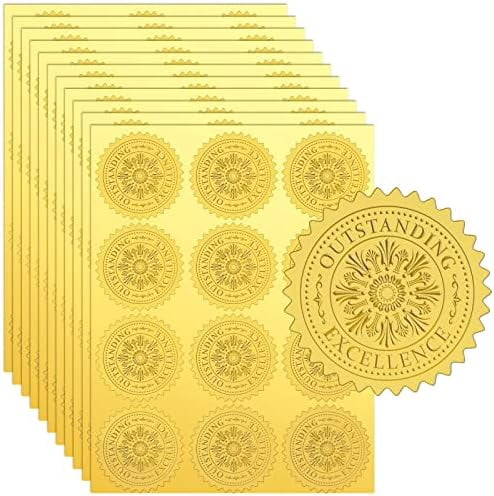 360 Pcs 2 Inches Gold Foil Certificate Seals Self Adhesive Embossed ...