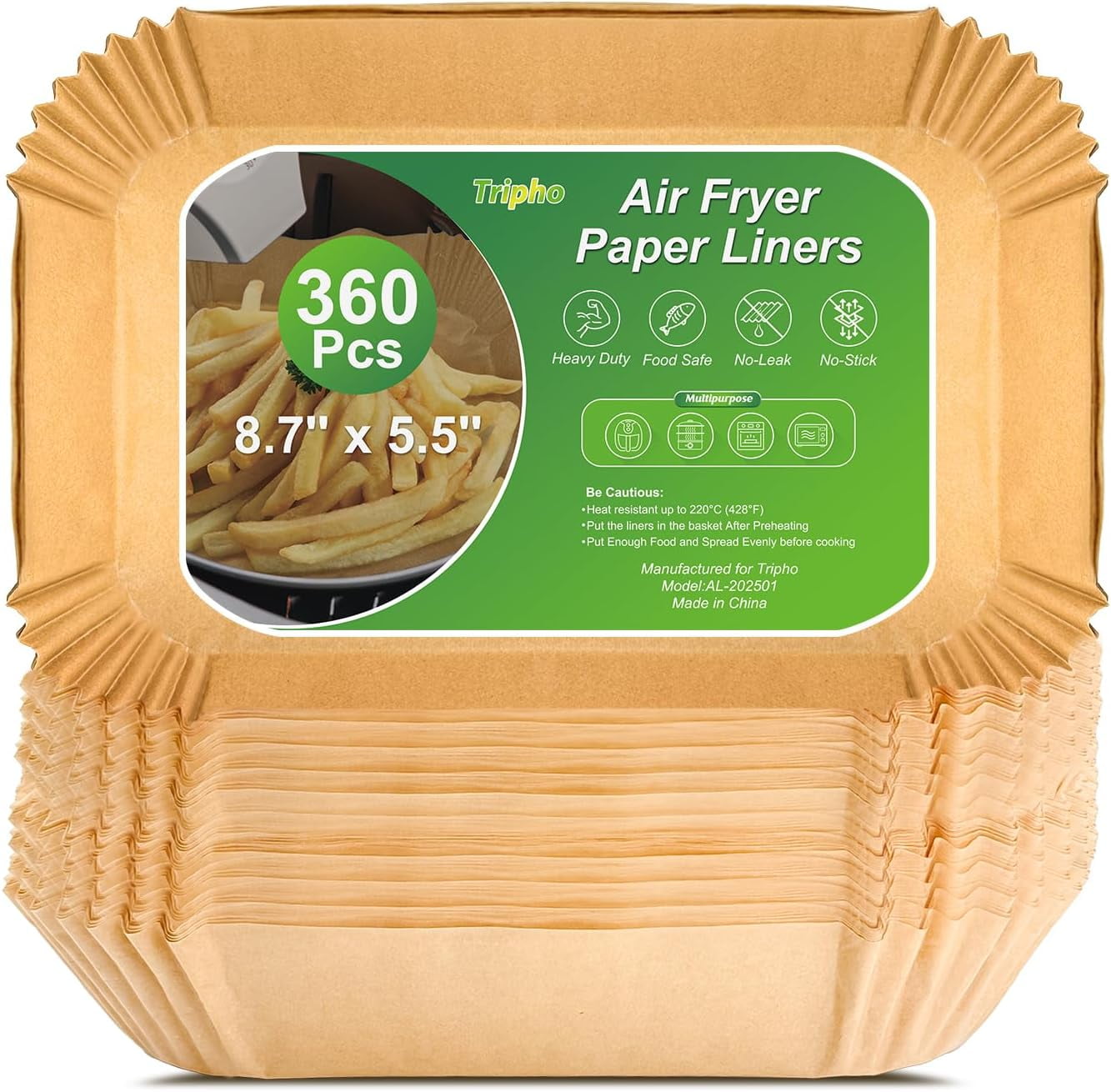 360 Pcs 8.7" x 5.5" Unbleached Heavy Duty Air Fryer Paper Liners ...