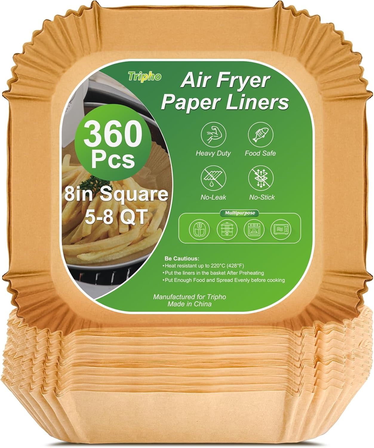 360 Pcs 8” Square Unbleached Heavy Duty Air Fryer Paper Liners ...