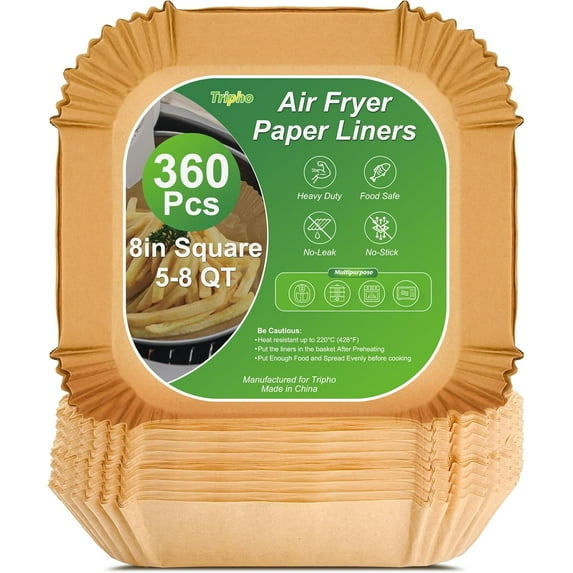 360 Pcs 8” Square Unbleached Heavy Duty Air Fryer Paper Liners ...