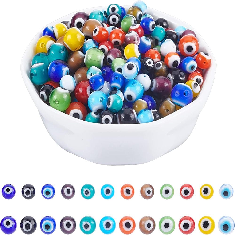 360 Pcs Beads 12 Colors Handmade Lampwork Round Glass Strands for ...