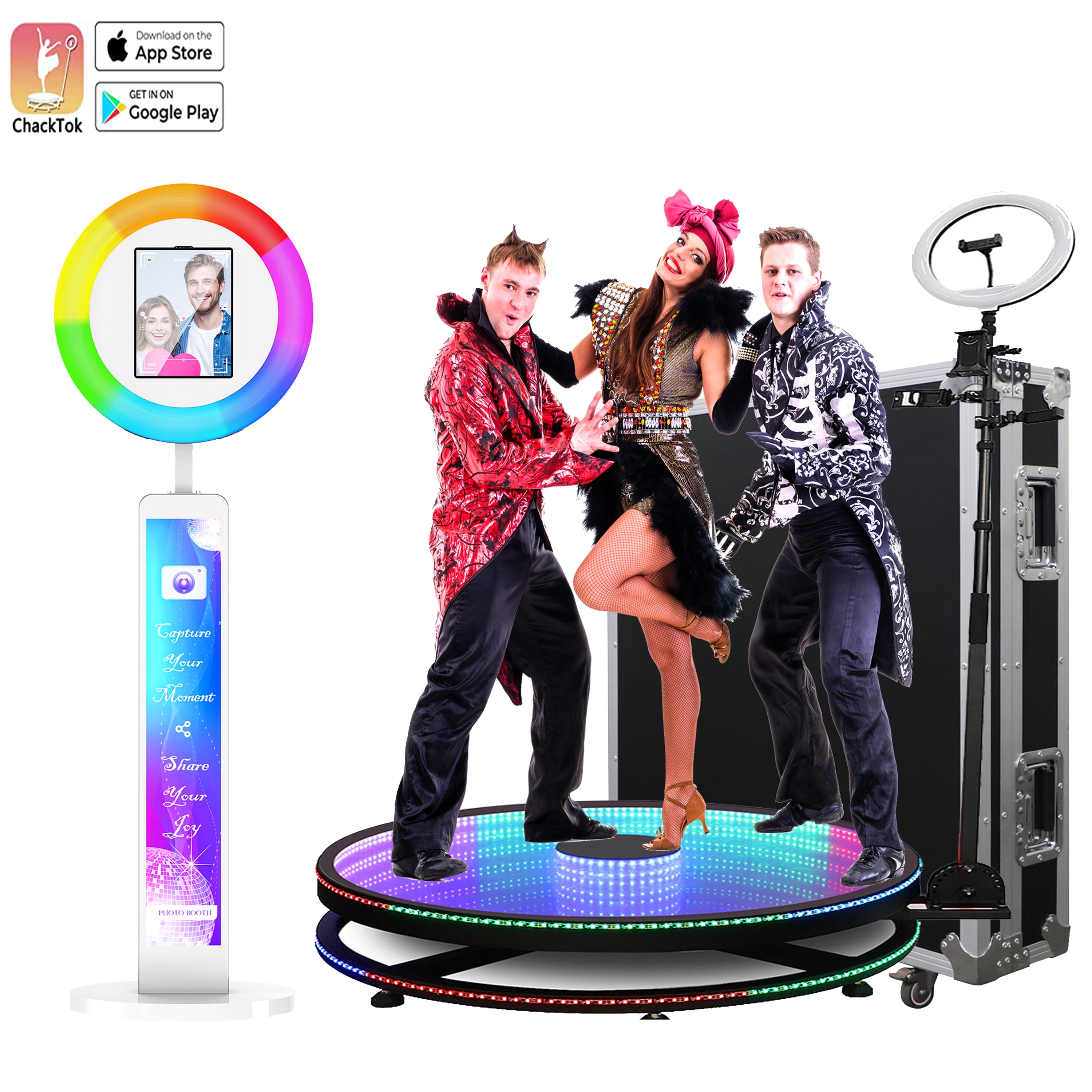 360 Photo Booth Machine 40" Glass and Ipad Photo Booth for 12.9"11"10.9 ...