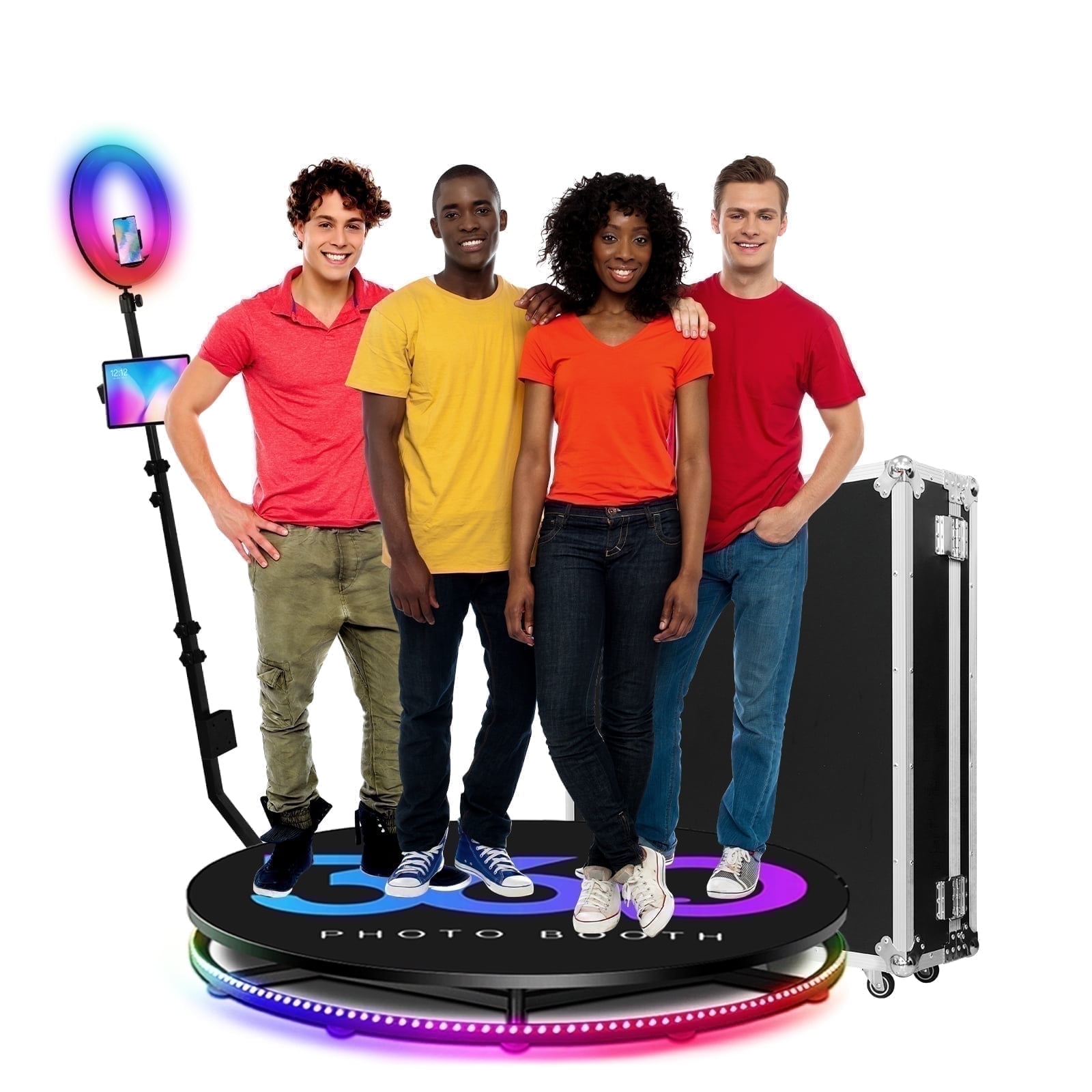 Fantasyview 360° Rotating Photo Booth, 39.4-inch, with RGB Light Strip ...