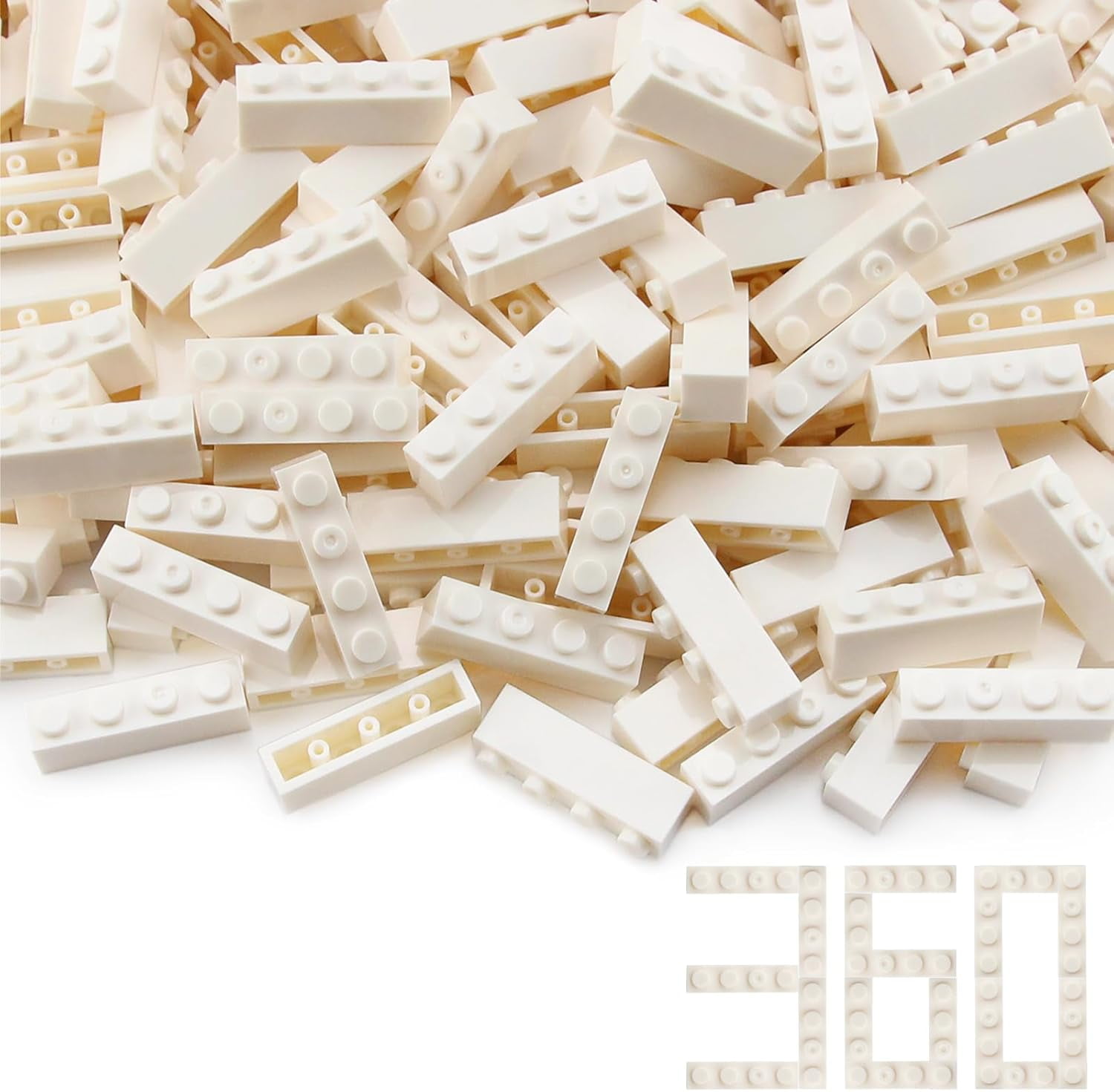 360 Pieces 1x4 Bricks White Basic Parts Building Creative Play Blocks ...
