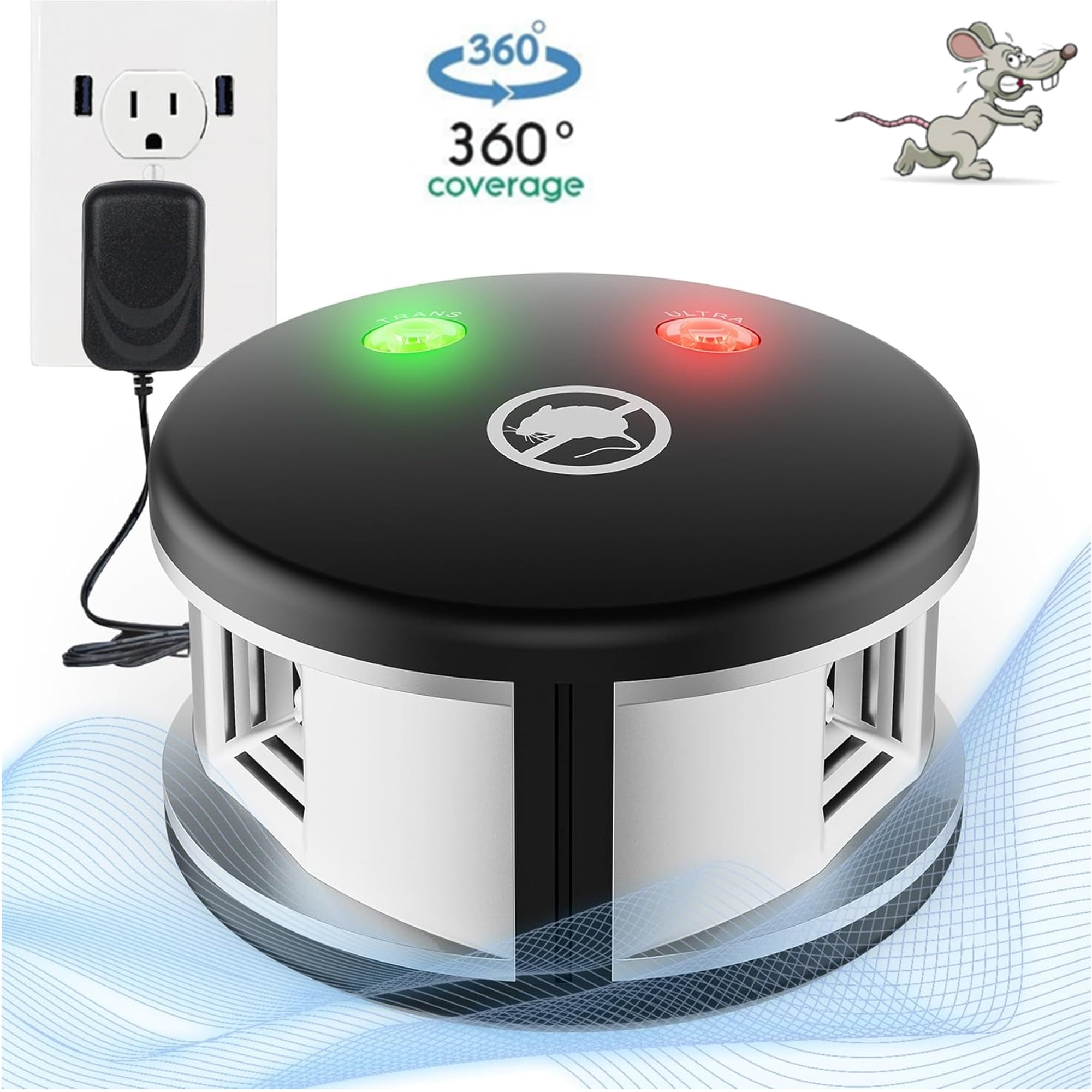 360° Plug in Rodent Mouse Squirrel Repelent Device, Ultrasonic Pest ...