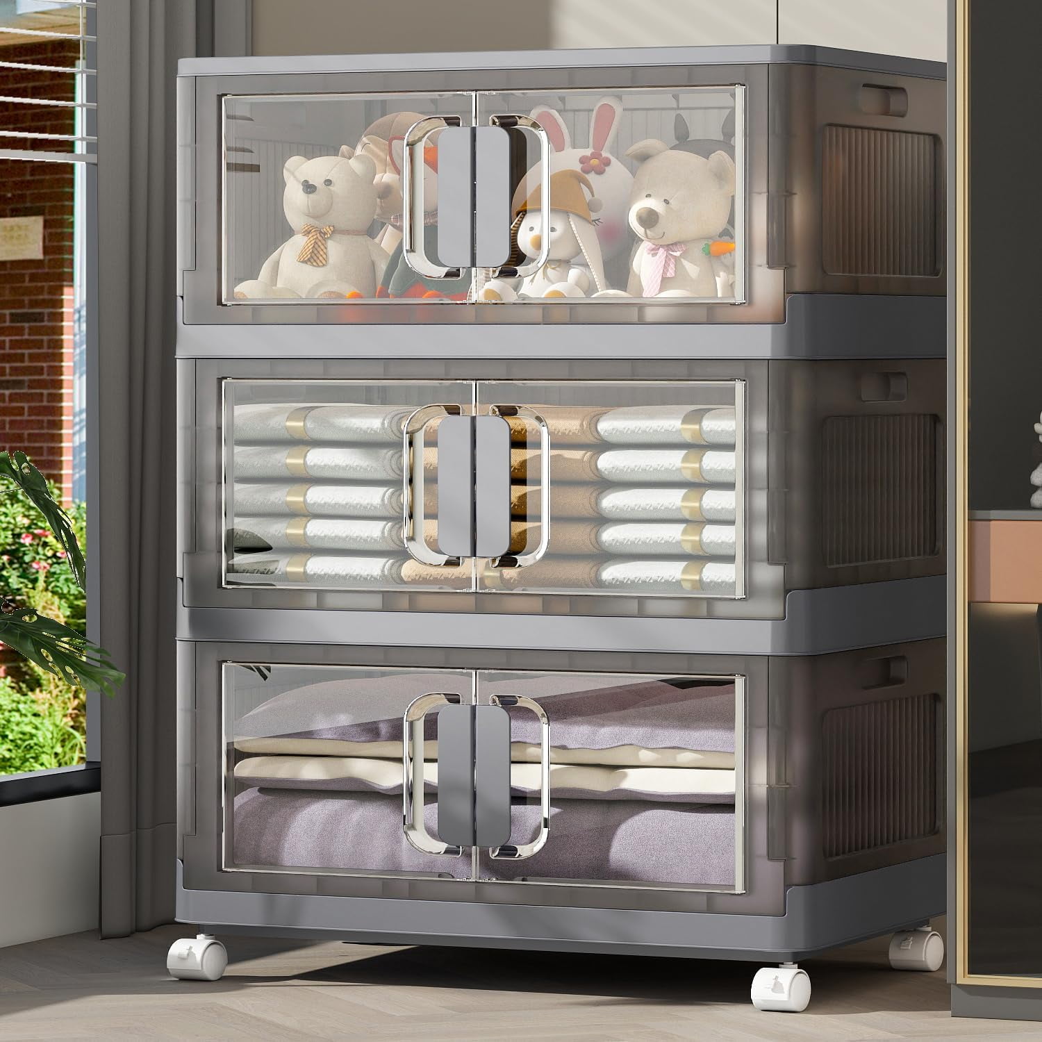 360 Qt Stackable Storage Bins with 3 Lids, Closet Organizers and ...