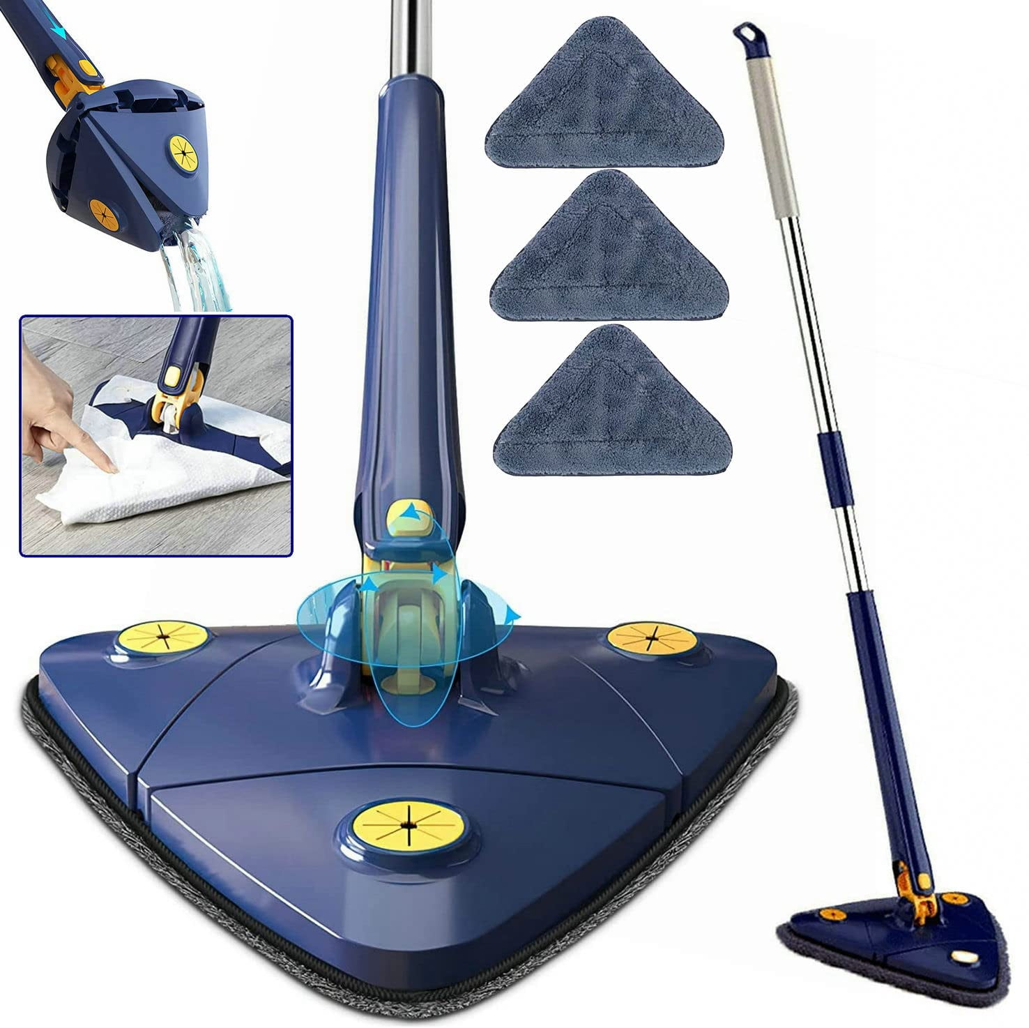 360° Rotatable Adjustable Cleaning Mop Extendable Triangle Mop with ...