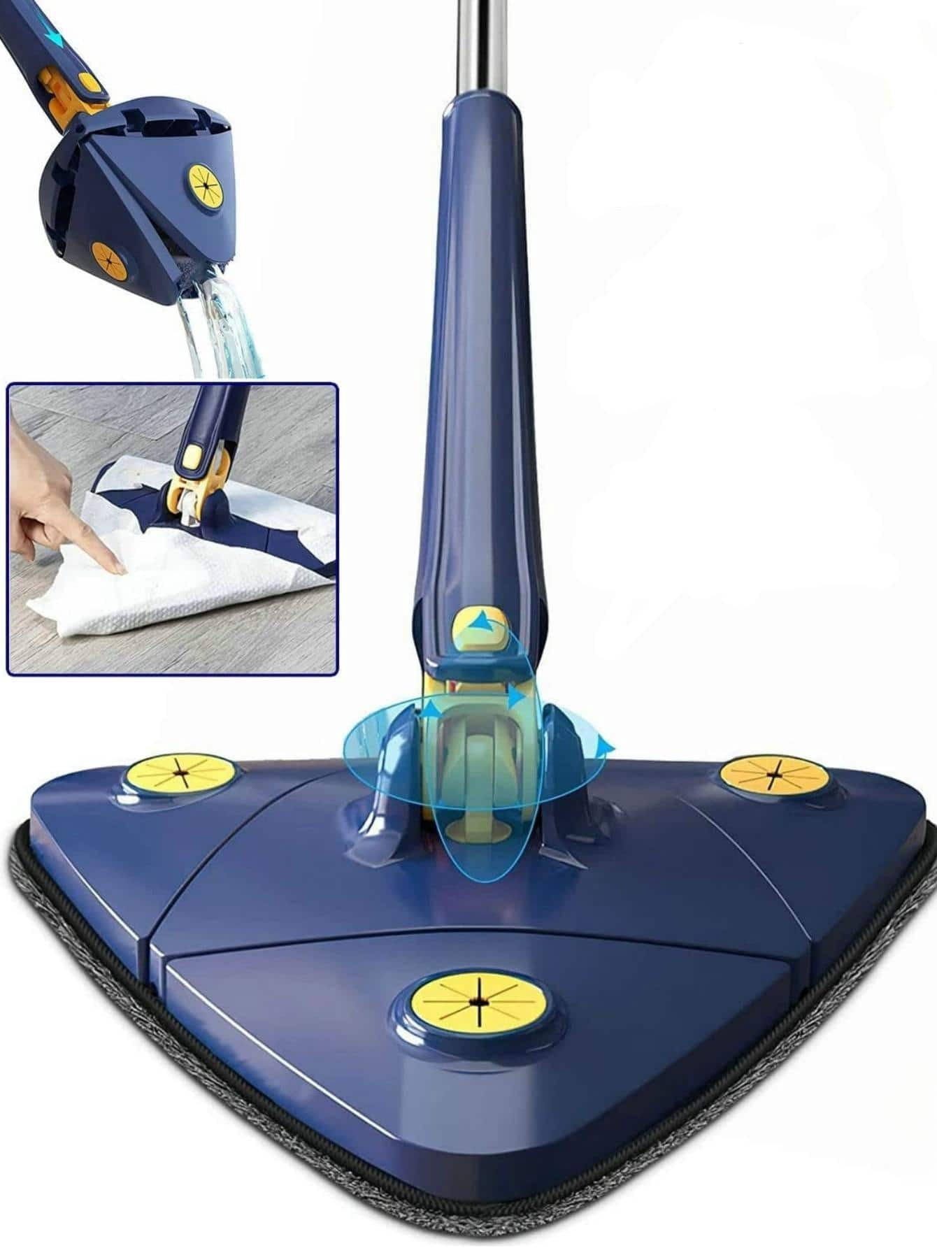 360° Rotatable & Adjustable Cleaning Mop, Telescopic Triangle Mop With ...