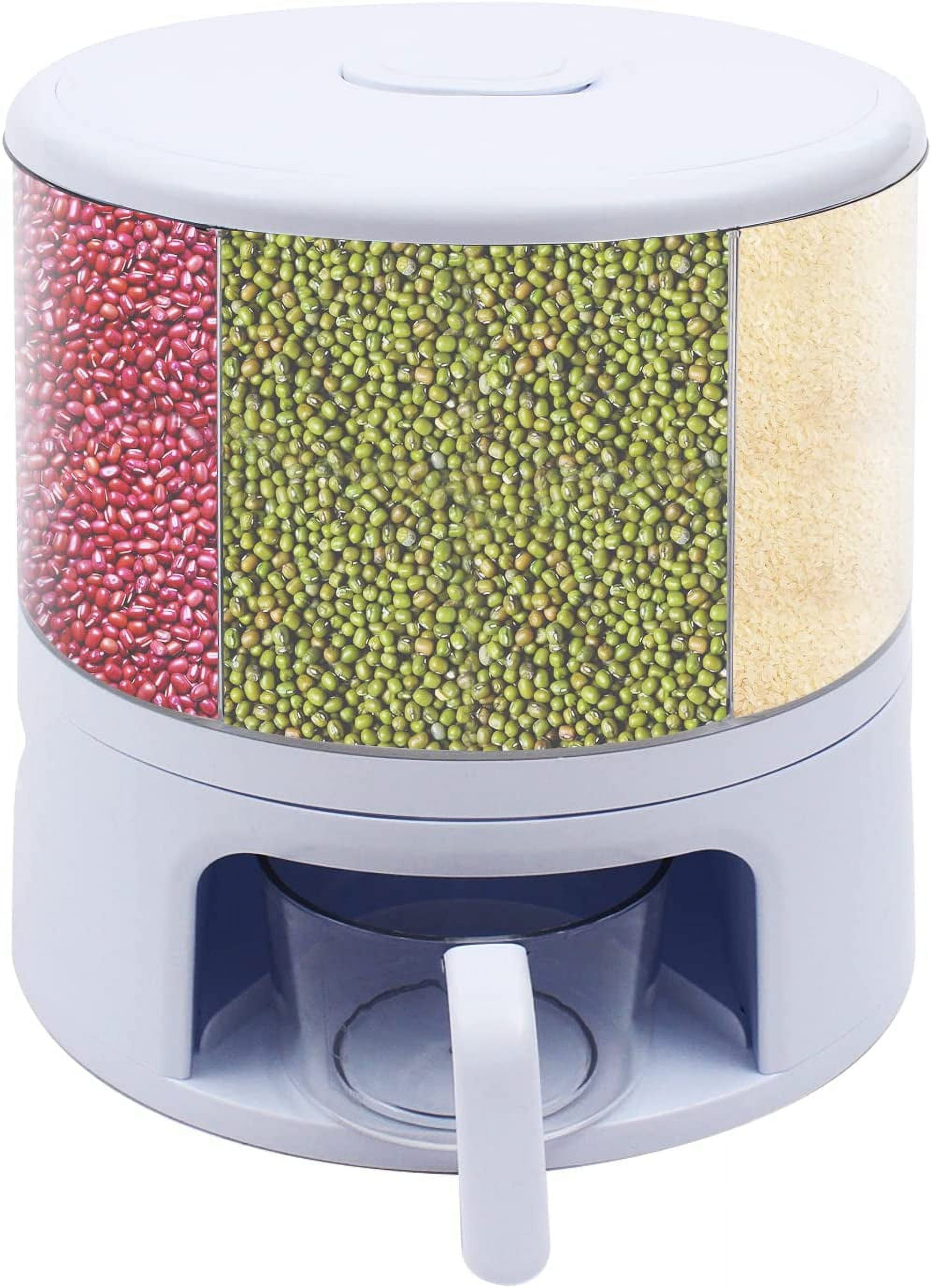 360° Rotatable Cereal Dispenser, One-Click Rice Output, Visible Round ...