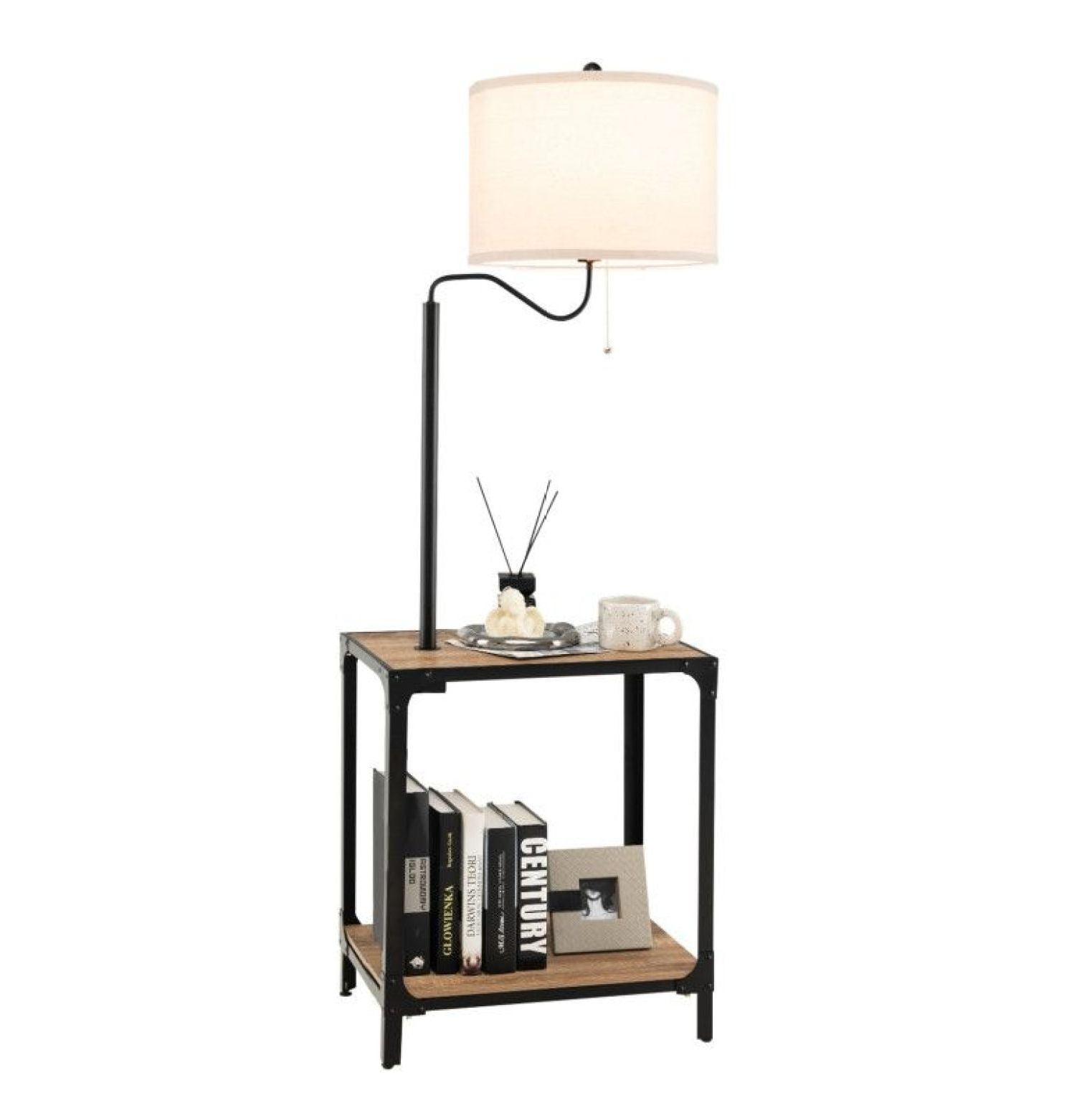 360° Rotatable Floor Lamp with End Table, USB Charging Ports - Modern ...