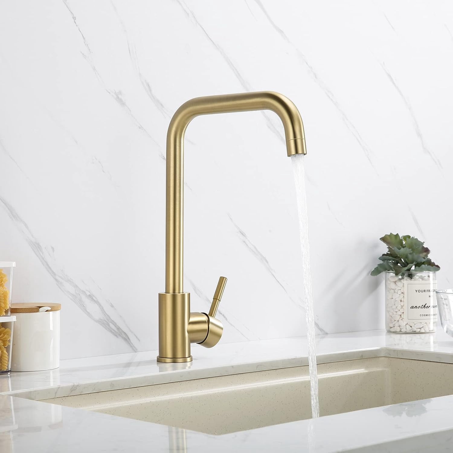 360° Rotatable Kitchen Faucet with Removable Aerator, SUS304 Stainless ...