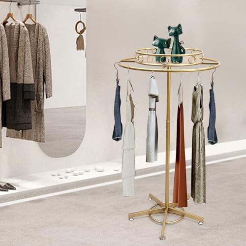 360° Rotatable Round Garment Rack,Height Adjustable Clothing Display ...