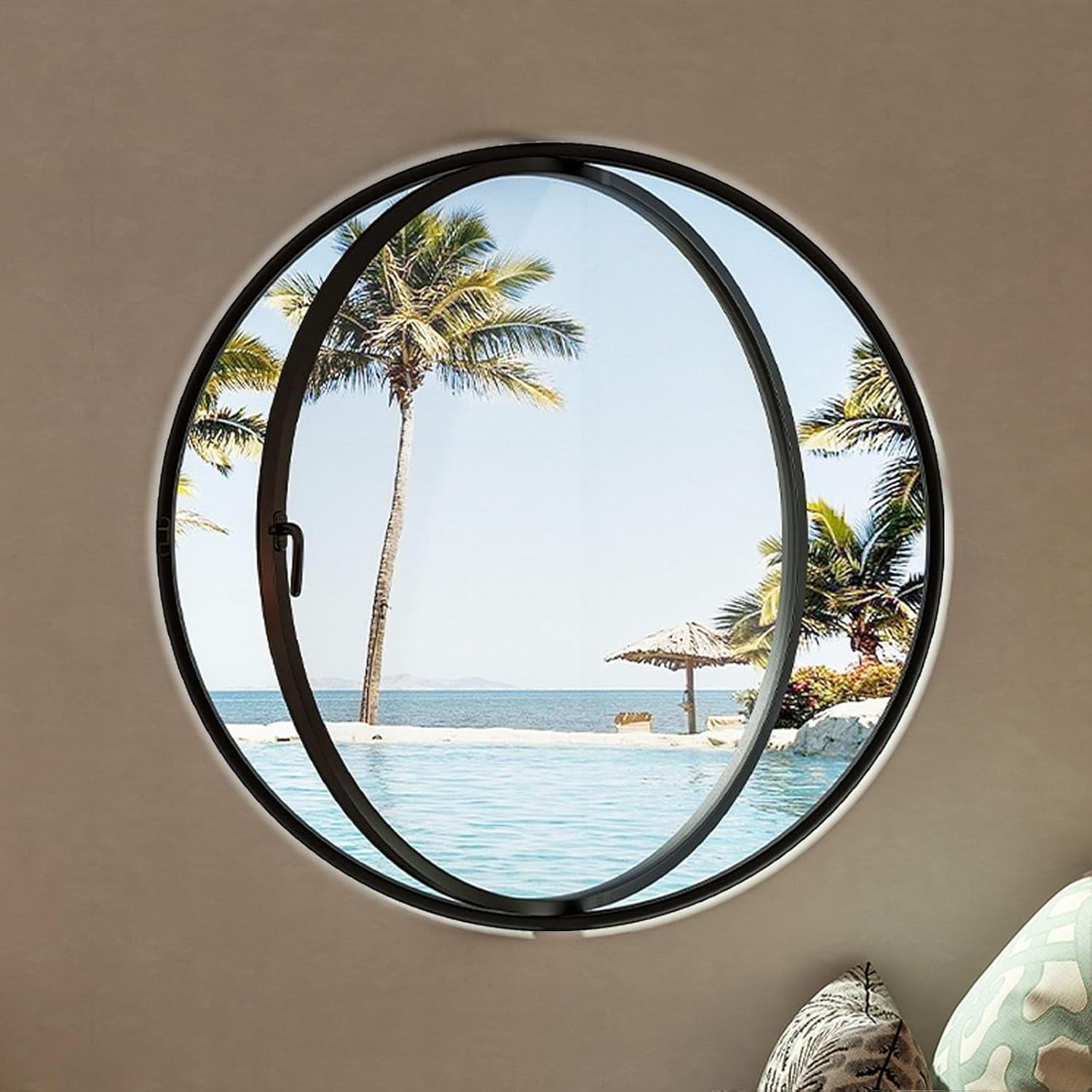 360° Rotatable Round Tempered Glass Shed Window Round Opening Portlight ...