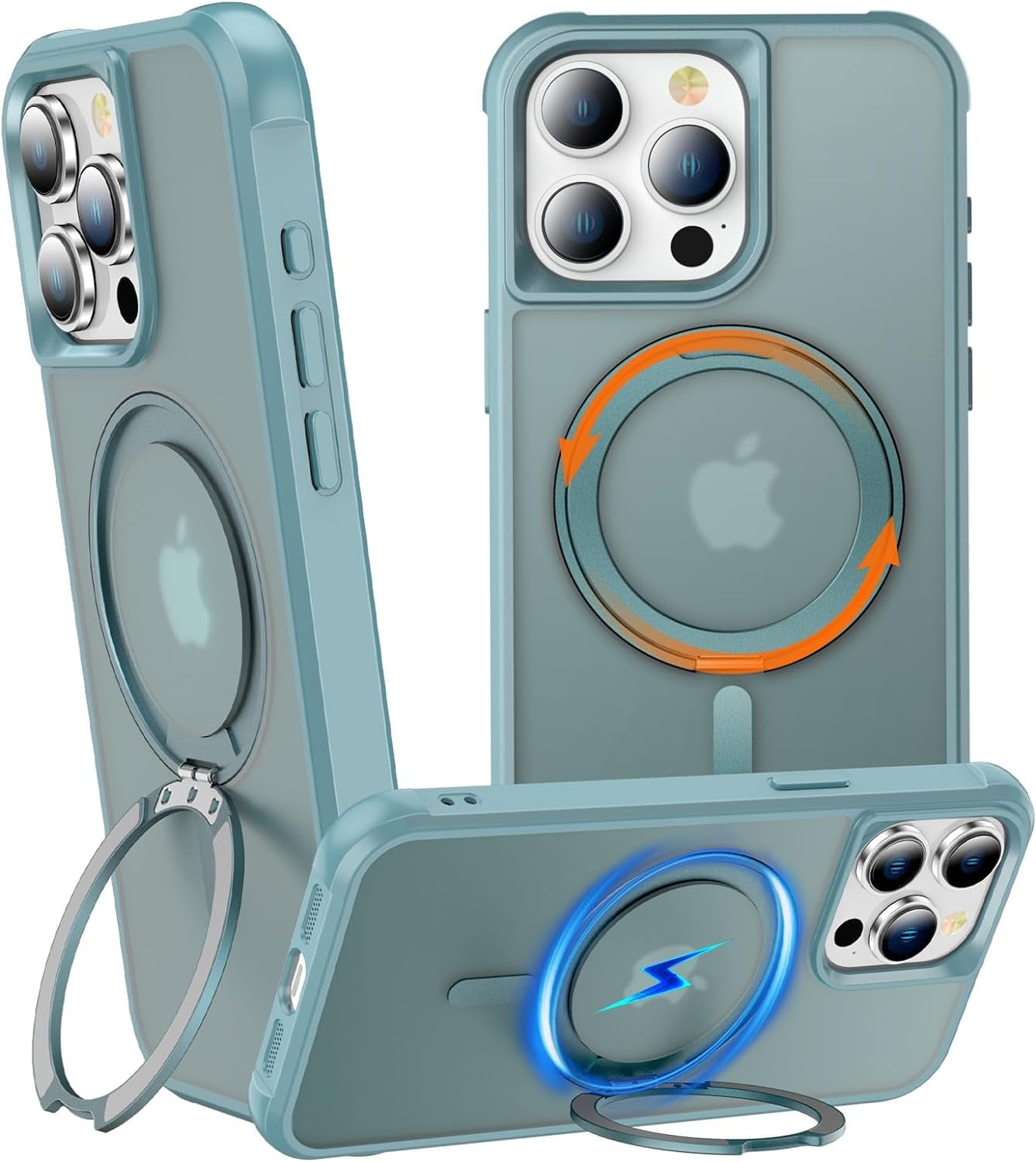 360° Rotatable Stand for iPhone 15 Pro Max Case with Magnetic [Military ...