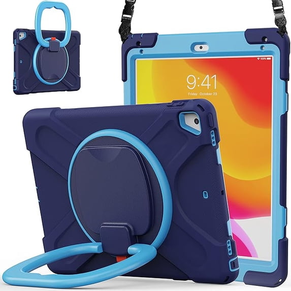 360° Rotatable Tablet Case with Hand & Shoulder Strap for iPad 5/6/Air ...