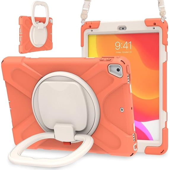 360° Rotatable Tablet Case with Hand & Shoulder Strap for iPad 5/6/Air ...