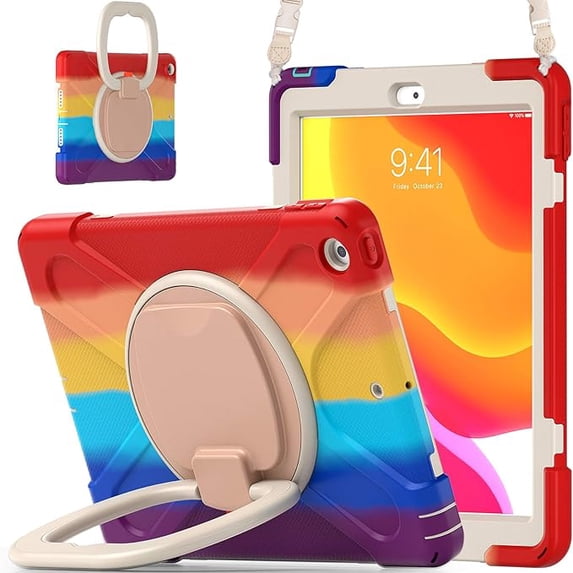 360° Rotatable Tablet Case with Hand & Shoulder Strap for iPad 7/8 10.2 ...