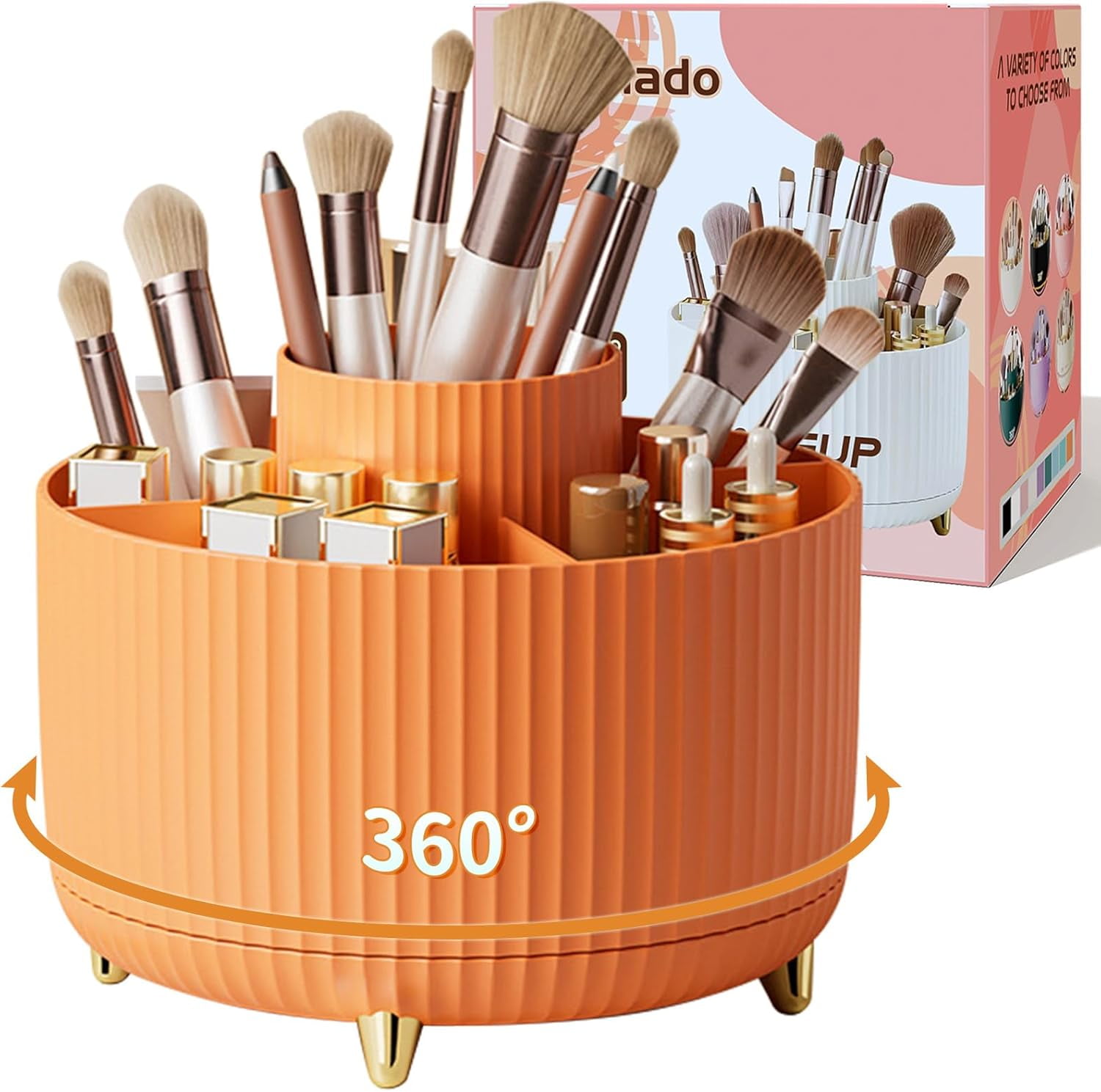 360° Rotate Makeup Brush Holder, Cosmetic Organizer for Vanity, Desktop ...