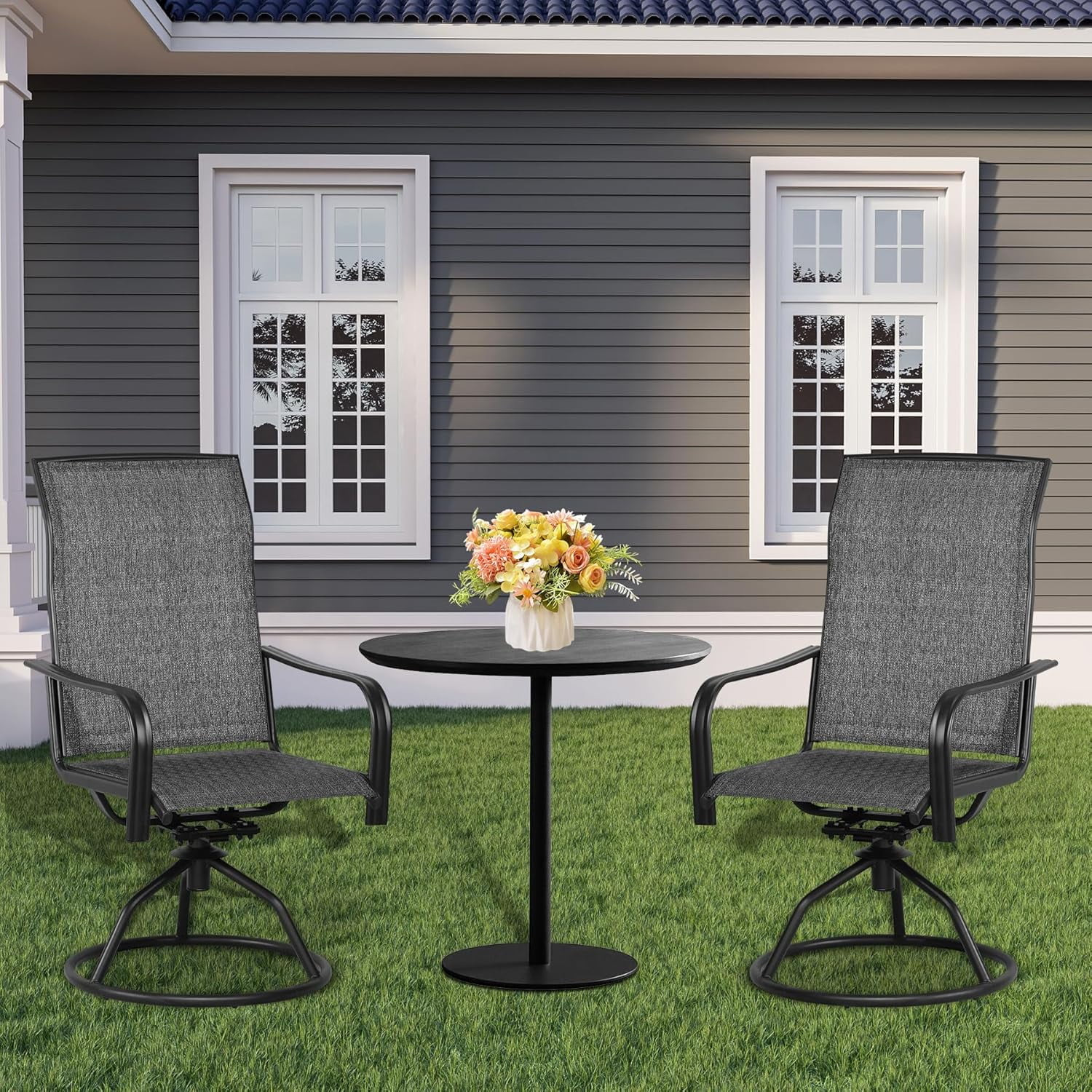 360° Rotating & 15° Rocking Dining Chair with Ergonomic High-Back ...