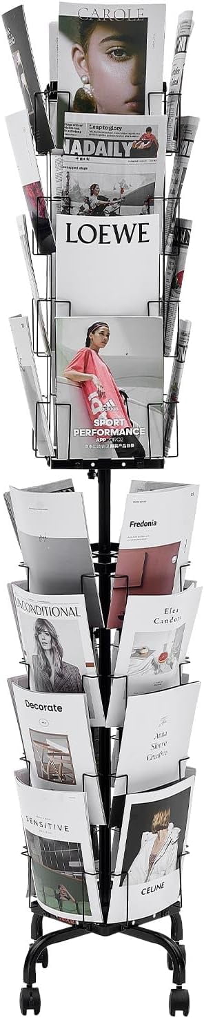 360 ° Rotating 32-Pocket Greeting Card Display Rack with Sign Holder ...