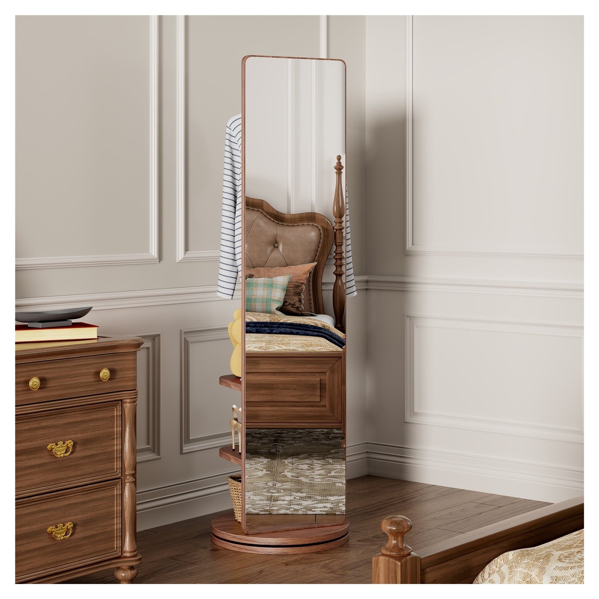 360° Rotating 69"x16" Multifunctional Full Length Mirror with Hook ...