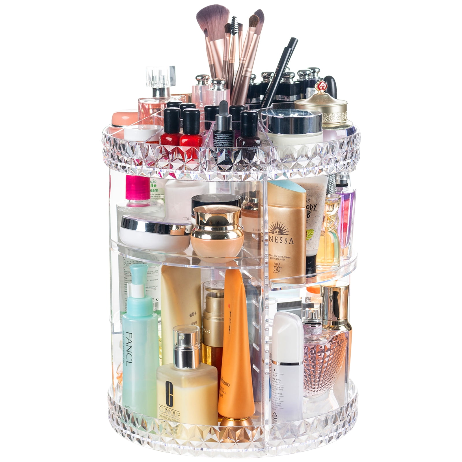 360 Rotating Acrylic Makeup Organizer, 8 Layer, Diamond Style Cosmetic ...