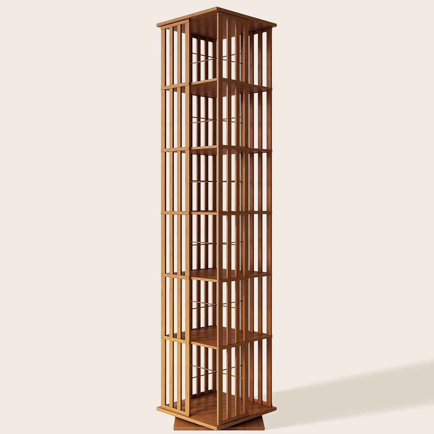 360° Rotating Bamboo CD/DVD Shelf - 6-Tier Space-Saving Media Storage ...