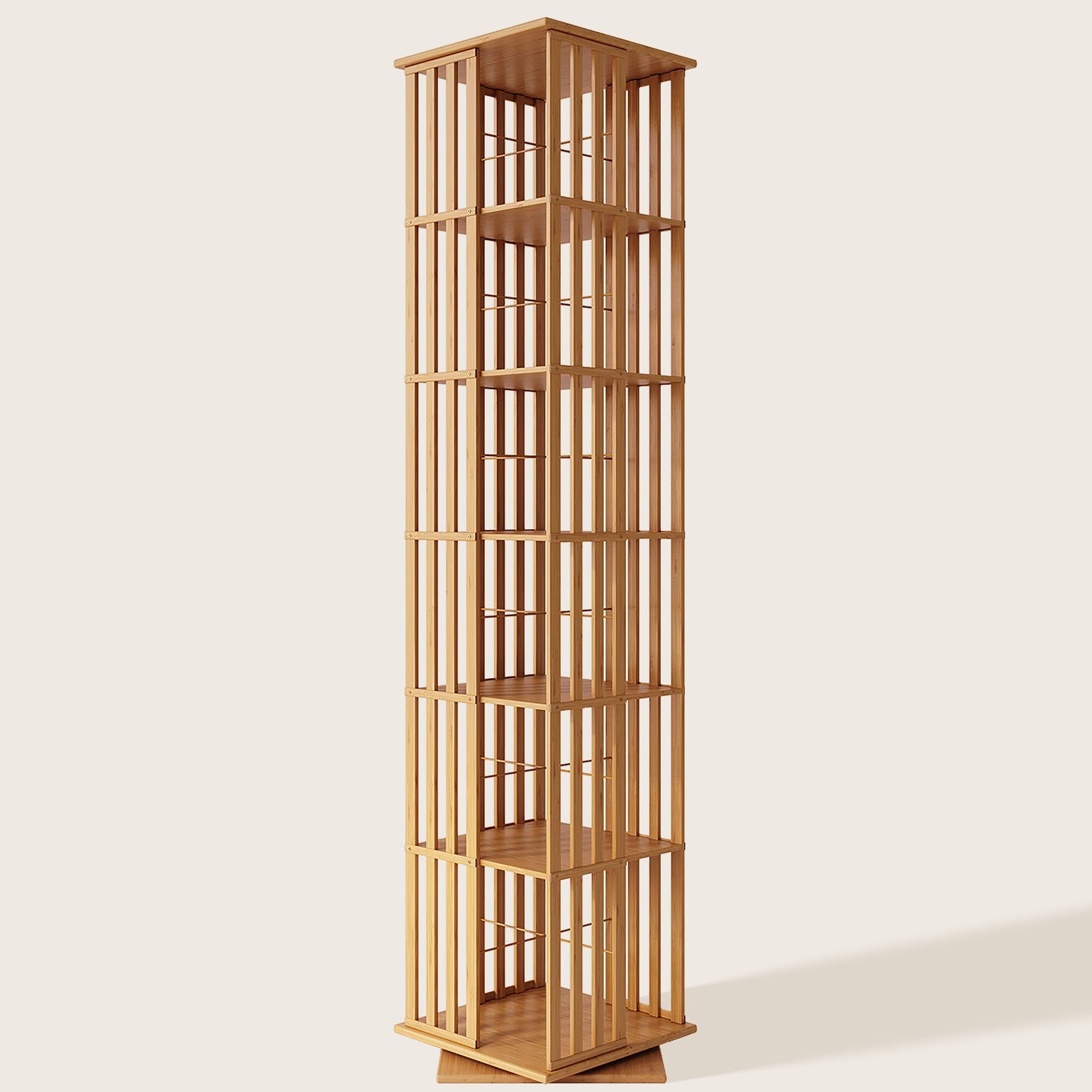 360° Rotating Bamboo CD/DVD Shelf - 6-Tier Space-Saving Media Storage ...