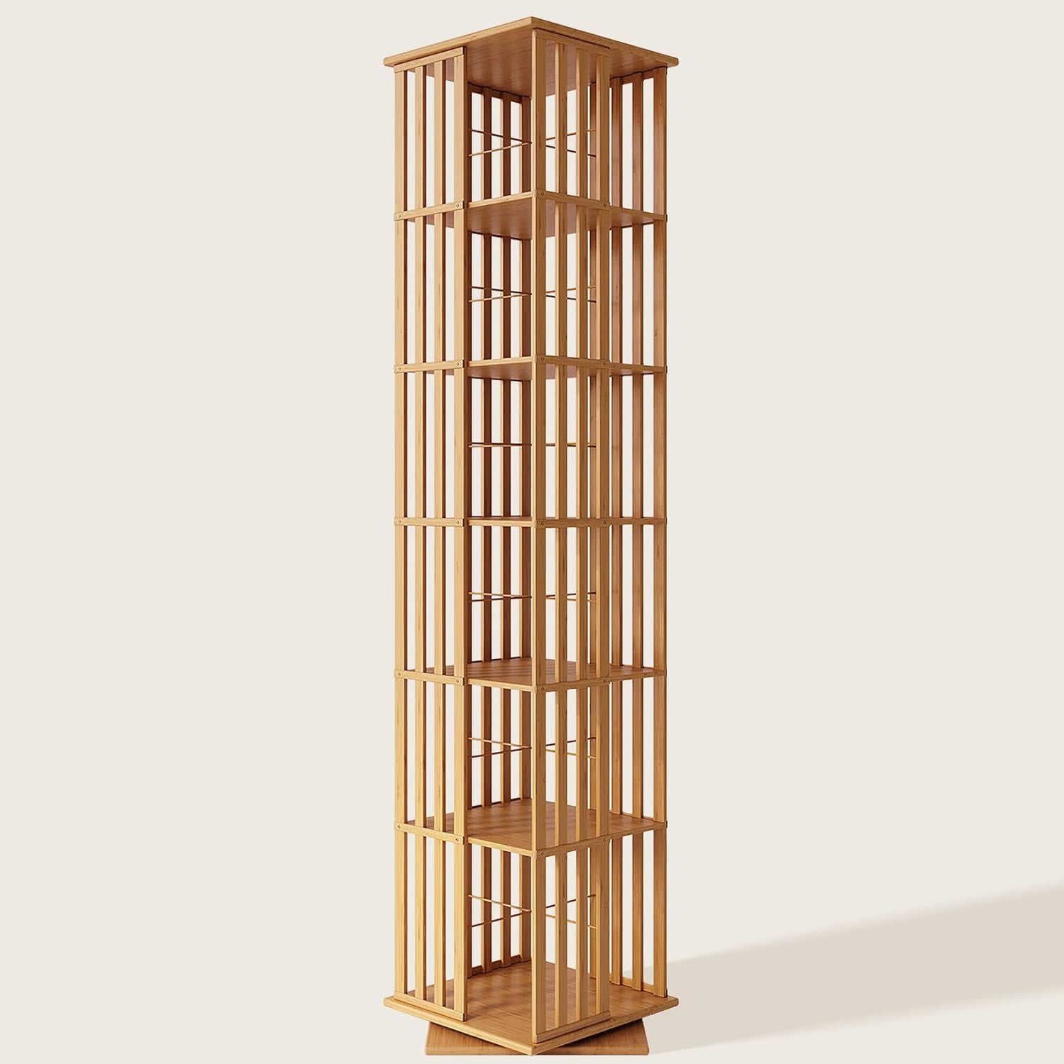 360° Rotating Bamboo CD/DVD Shelf - 6-Tier Space-Saving Media Storage ...