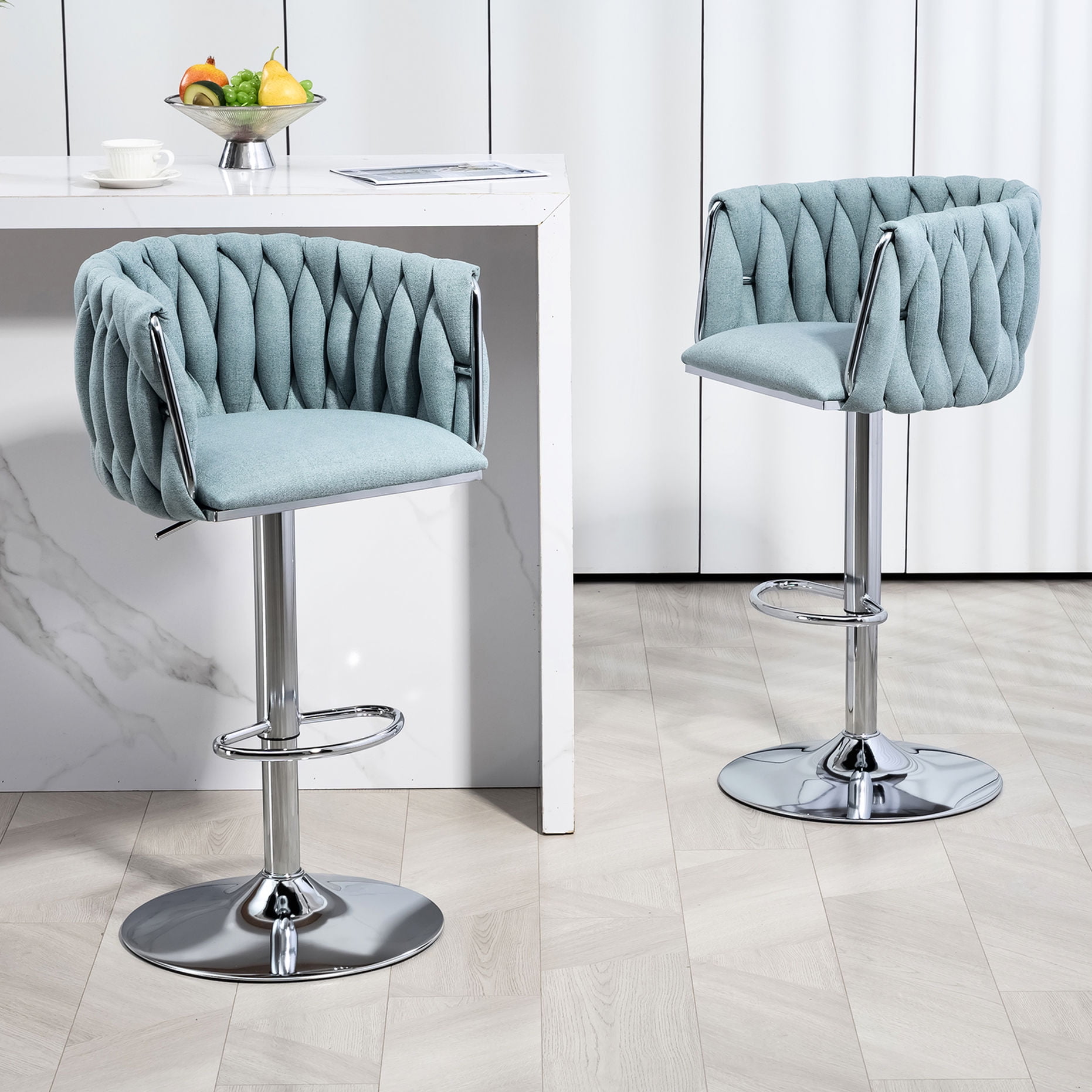 360° Rotating Bar Chairs Set of 2+Woven Back Style”-“Kitchen Island ...
