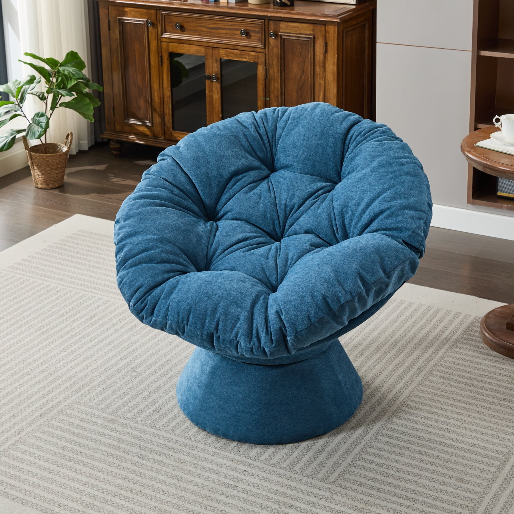 360° Rotating Barrel Design Luxury Swivel Accent Chair, Oversized Dark ...