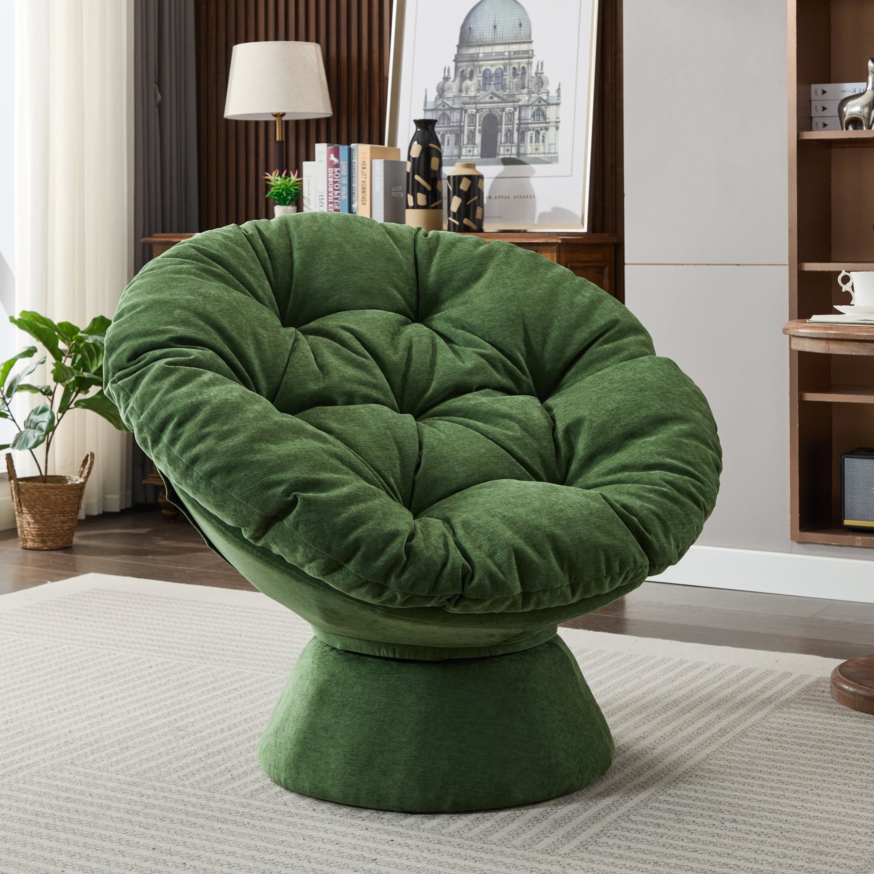 360° Rotating Barrel Design Luxury Swivel Accent Chair, Oversized Dark ...