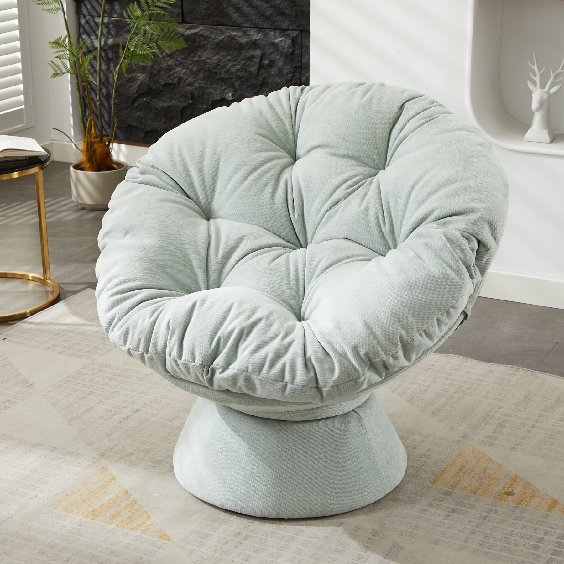 360° Rotating Barrel Design Luxury Swivel Accent Chair, Oversized Light ...