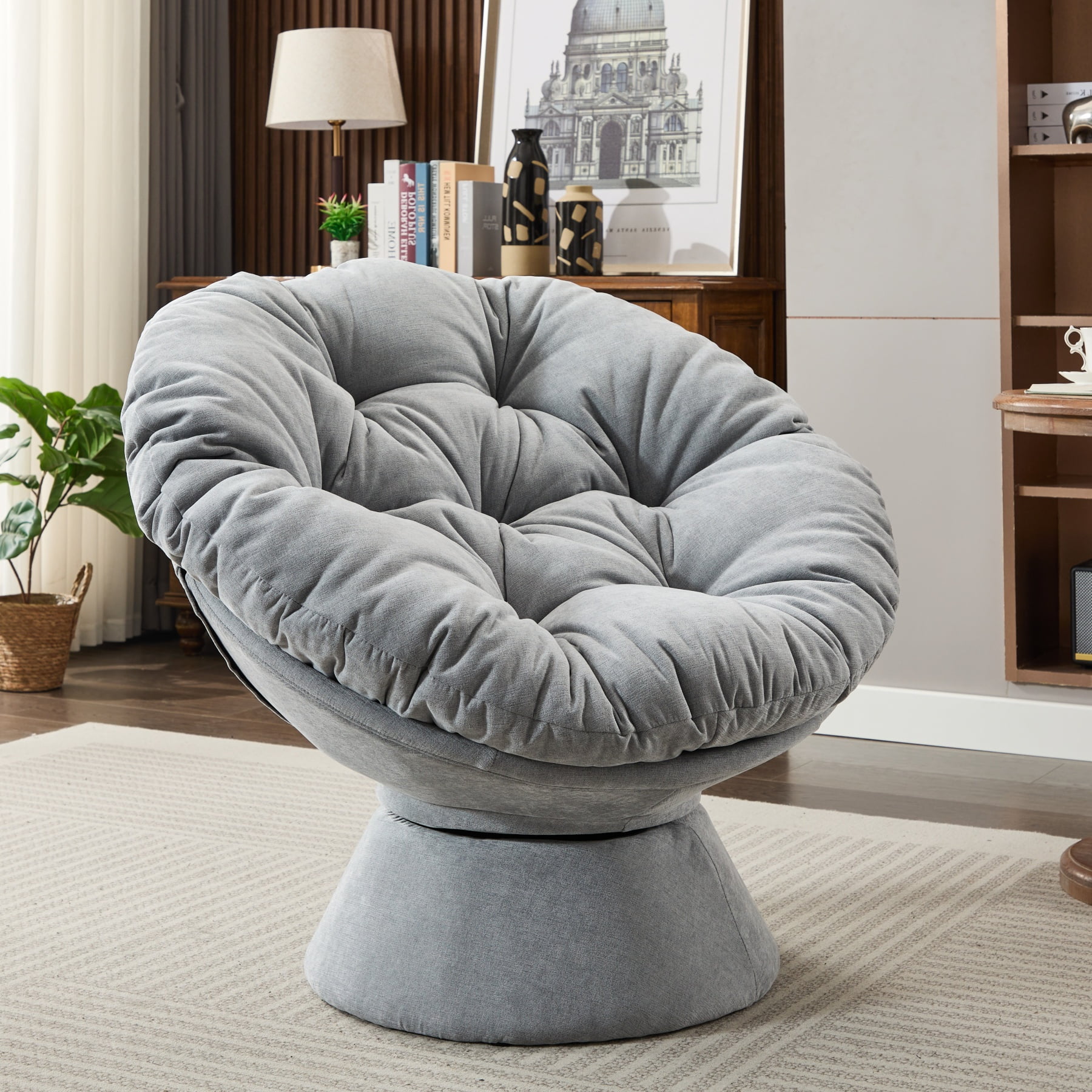360° Rotating Barrel Design Luxury Swivel Accent Chair, Oversized Light ...