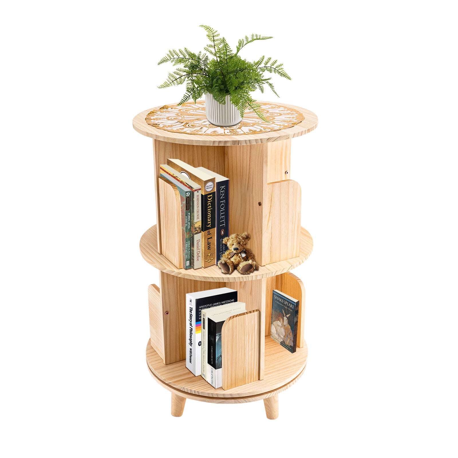 360 Rotating Bookshelf 2 Layer Display Rack Floor Standing ...