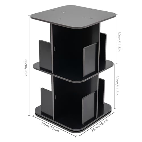 360° Rotating Bookshelf 2 Tier Standing Bookcase Small Corner Bookcase Rectangular Rotatable ...