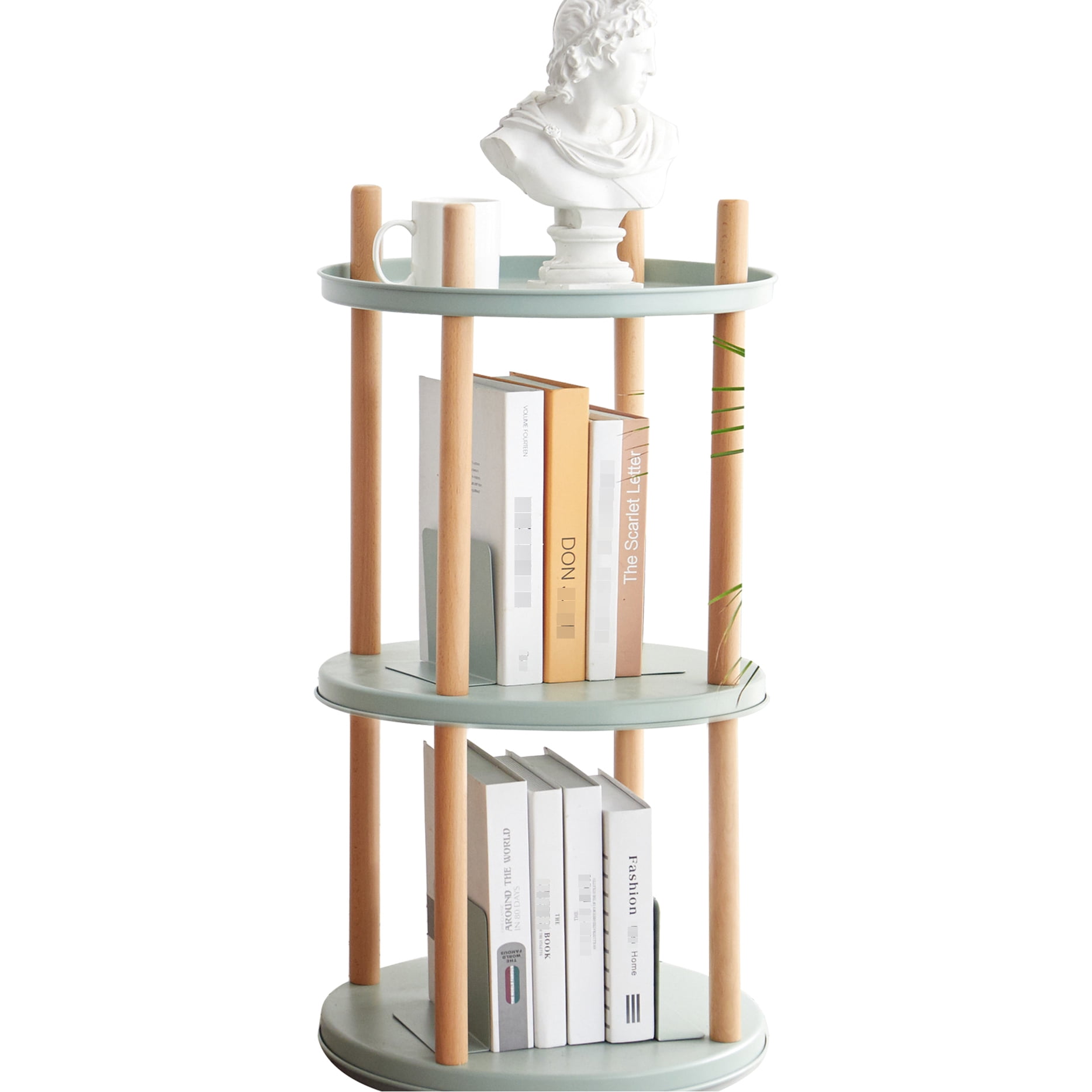 360° Rotating Bookshelf, 3 Tier Bookcase With Large Capacity Storage ...