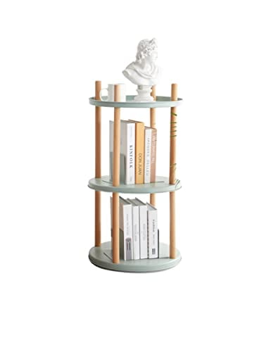 360° Rotating Bookshelf, 3-Tier Solid Wood Floor-Standing Bookcase ...