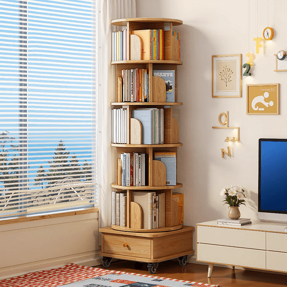 360° Rotating Bookshelf, 6 Tier Display Round Spinning Bookshelf with ...