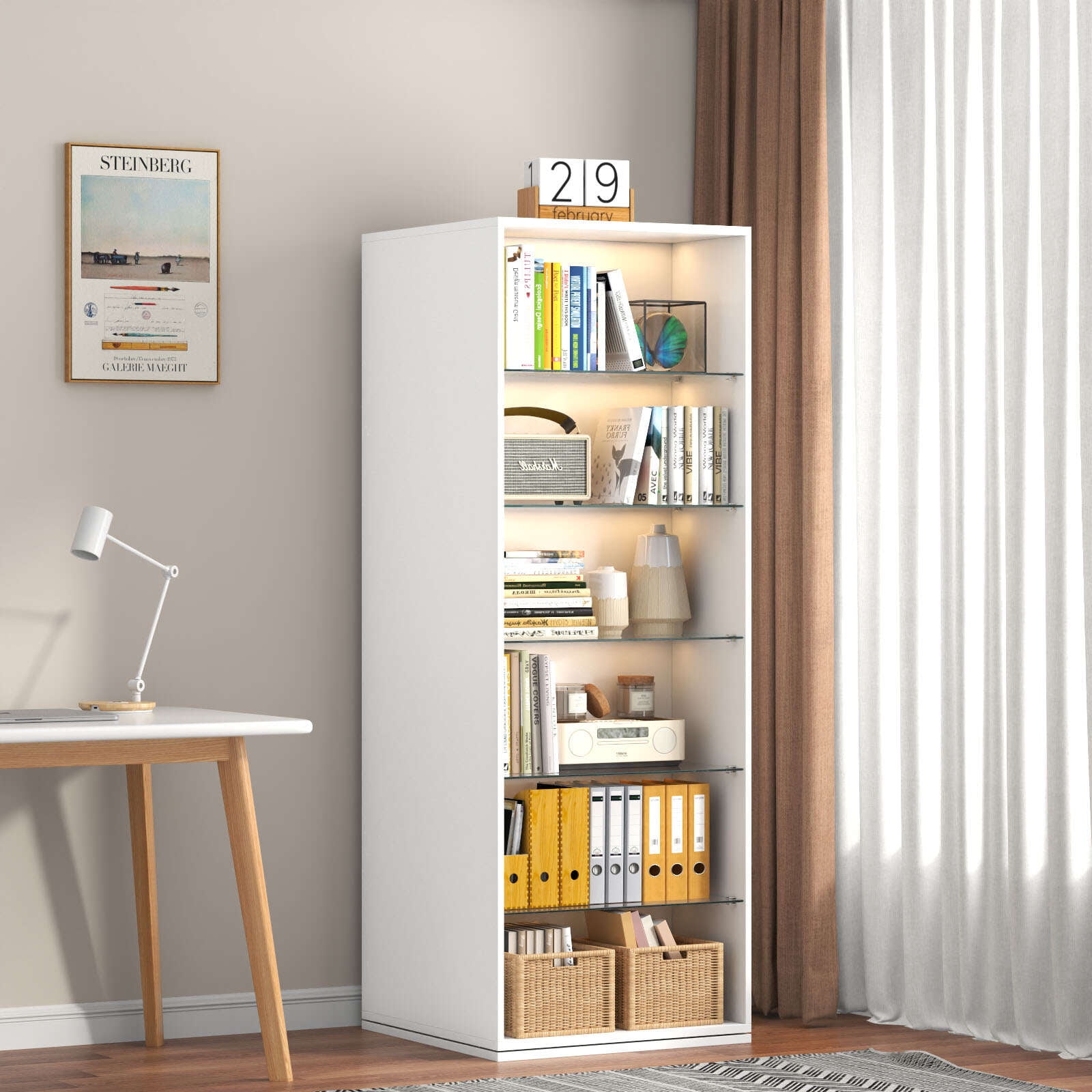 360° Rotating Bookshelf with Adjustable Shelf, 6 Tier Revolving ...