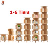 Qunbio 5 Tier Bedroom Bookshelves, Round Spinning 360 Degrees Revolving ...