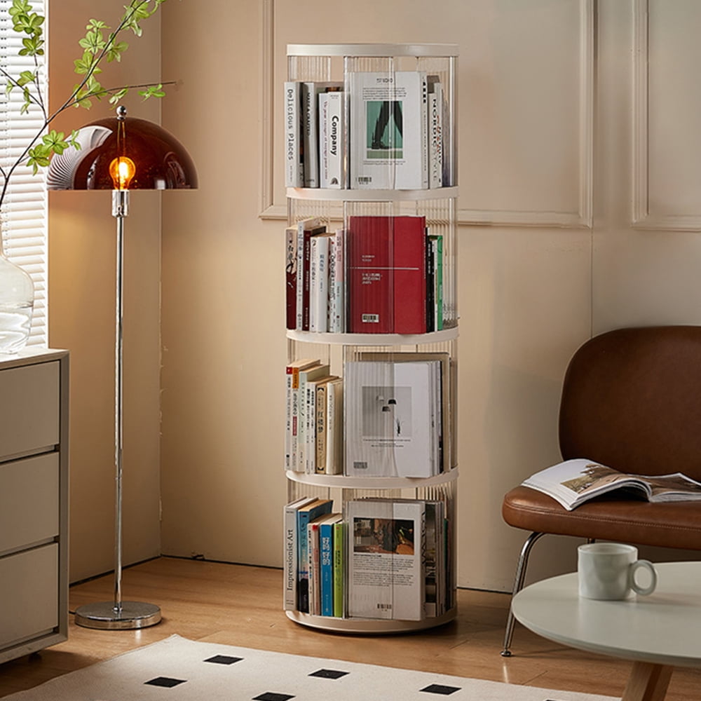 360° Rotating Bookshelf, Small Corner Bookcase with Small Footprint, 4 ...