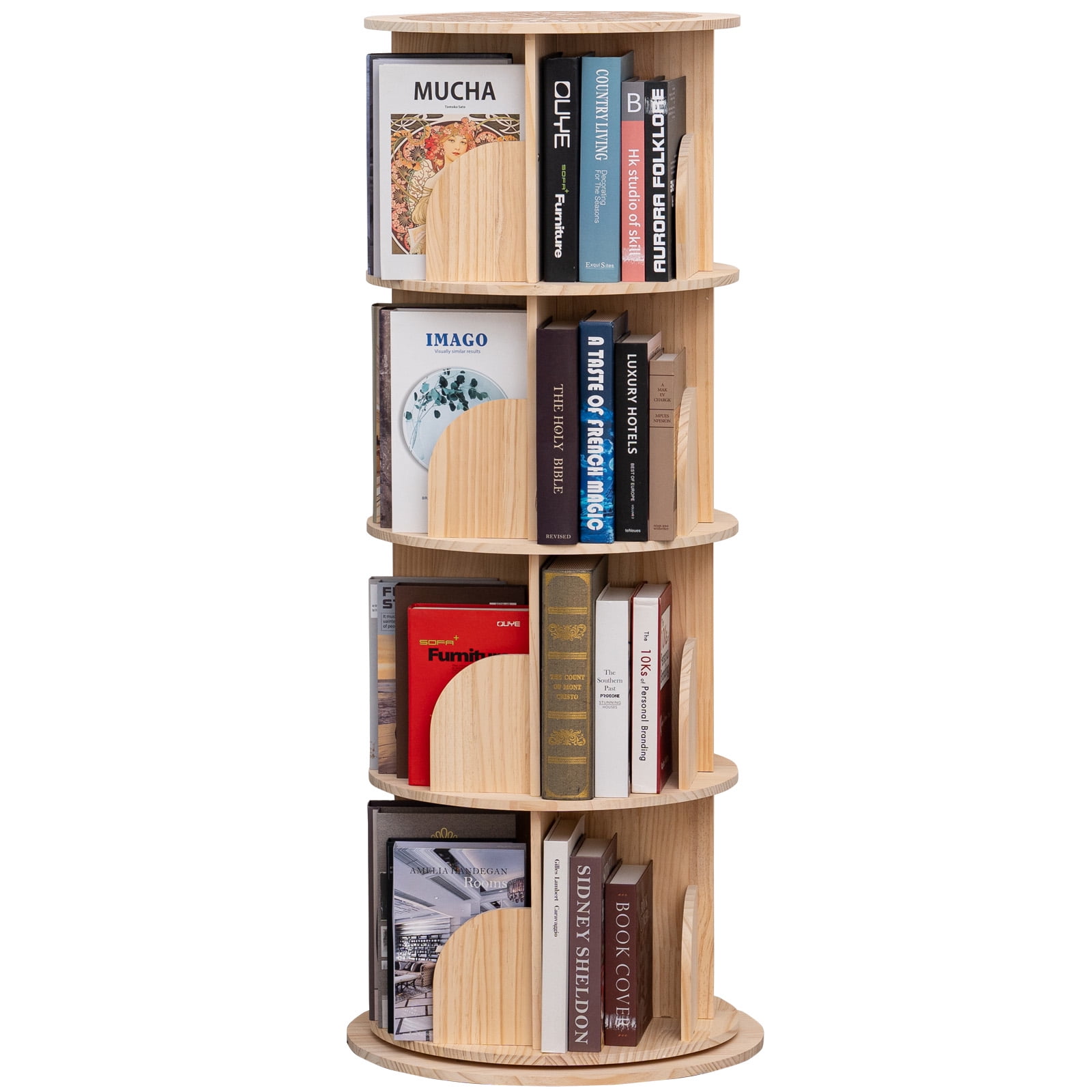 Duoku 360° Rotating Bookshelf Tower, 4-Tier Bookcase for Kids & Adults ...