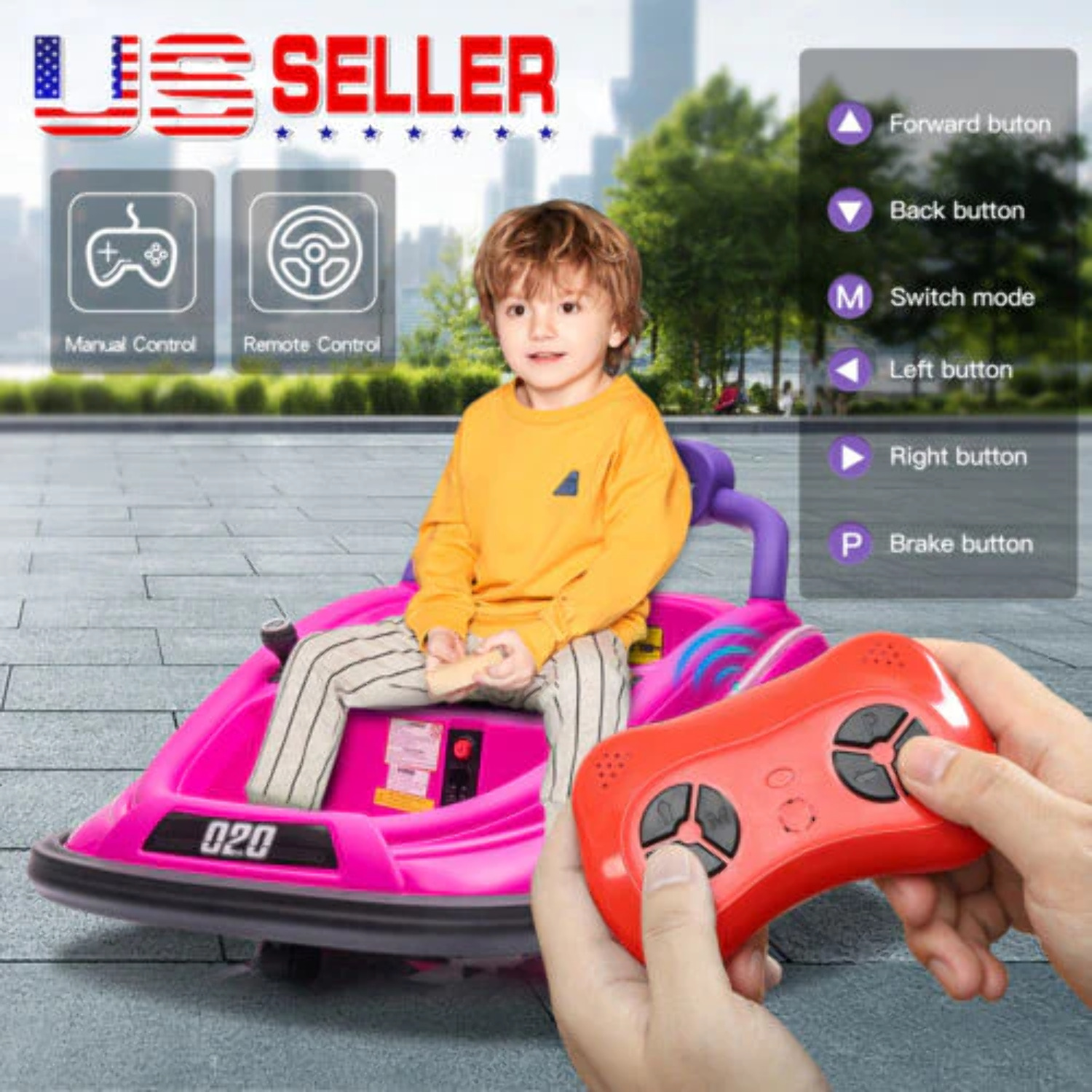 360° Rotating Bumper Car for Kids with Parental Remote Control and ...