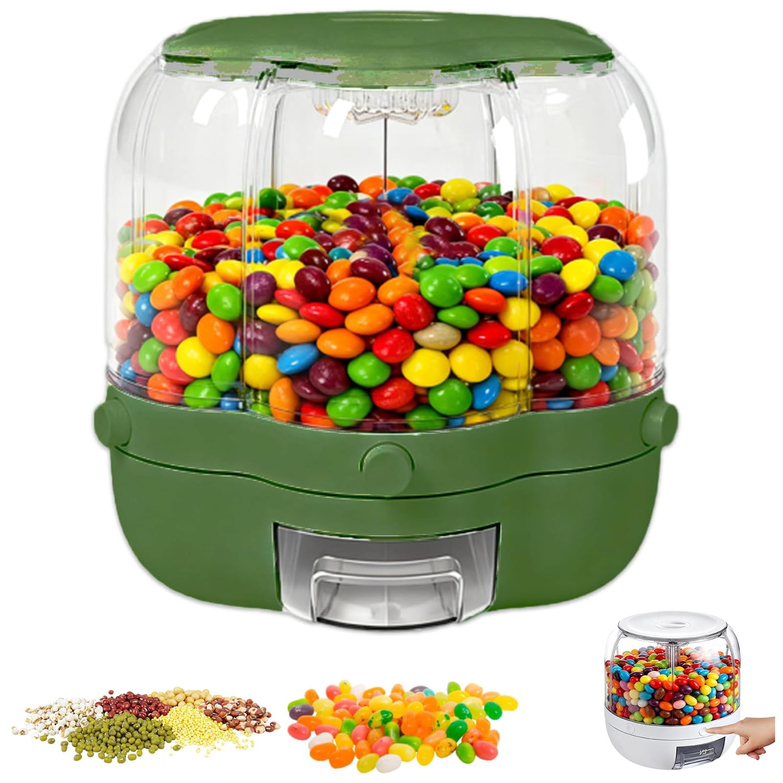 360° Rotating Candy Dispenser Countertop, 6 Large-Capacity Compartments ...