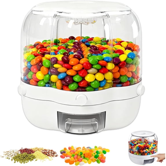 360° Rotating Candy Dispenser Countertop, 6 Large-Capacity Compartments ...